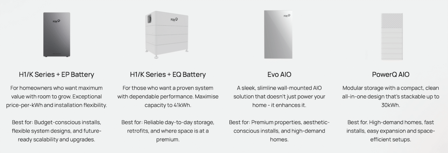 Fox Battery Storage | Full Range | Infinity Energy Services